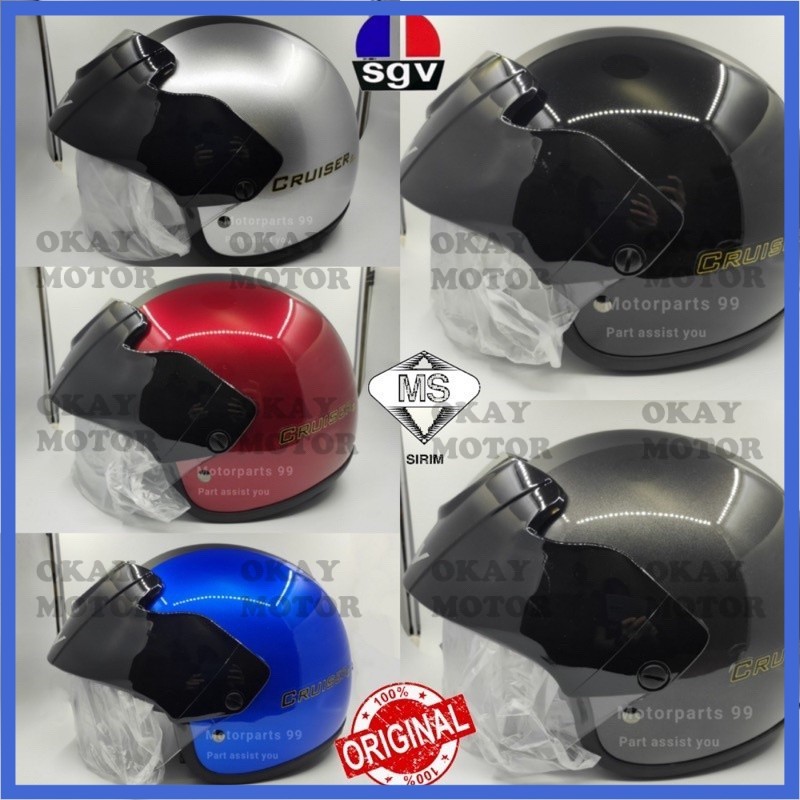 100% ORIGINAL (half face helmet / helmet steng TOPI KELEDAR SEPARUH/SGV ...