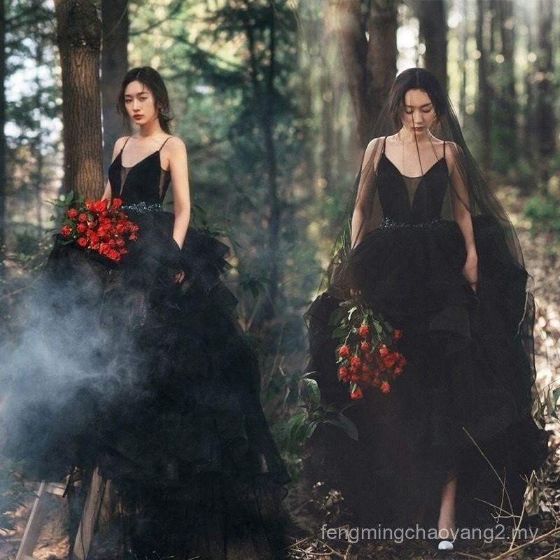 2023 Mori Series Photography Black Wedding Photo Studio Theme Photography Colorful Gauze ...