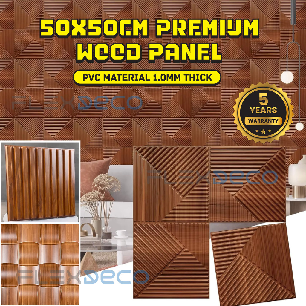 50X50CM Rumah Kertas Dinding Kayu Papan Tebal Premium Wood Wall Panel ...