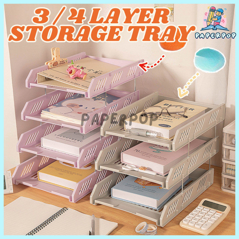 3/4 TIER Document Storage Tray File Letter Paper Sorter Collection ...