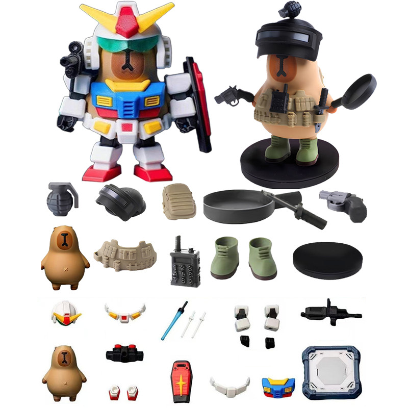 Figure Capybara Toy PUBG Style 3D Printing Toys Capybara Gundam RX-78-2 ...