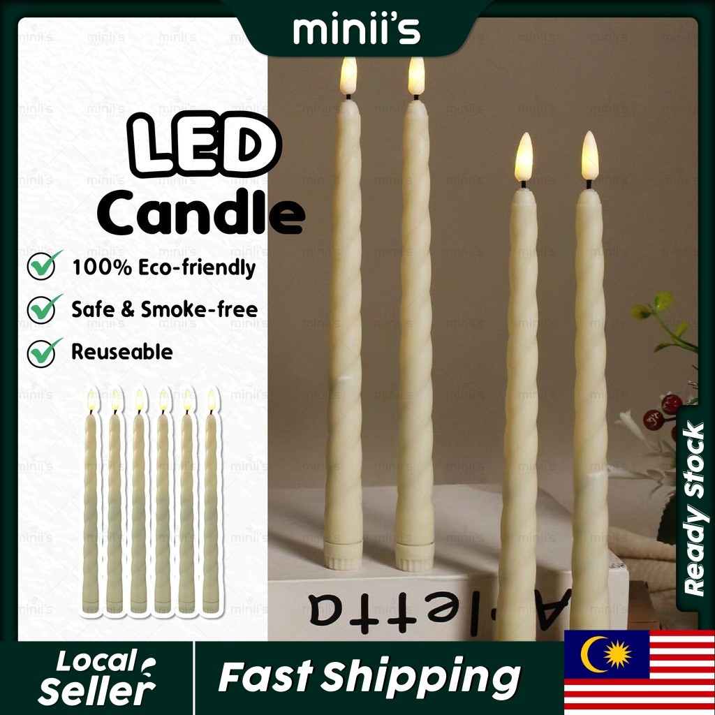 MINIIS LED Candle Led Long Spiral Swinging Battery Candle Flameless ...
