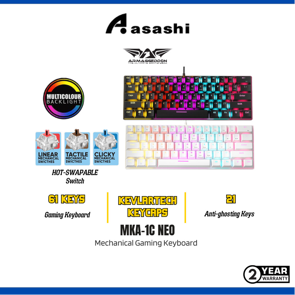 Armaggeddon MKA-1C Neo (61 Keys) Clicky / Tactile / Linear Mechanical ...