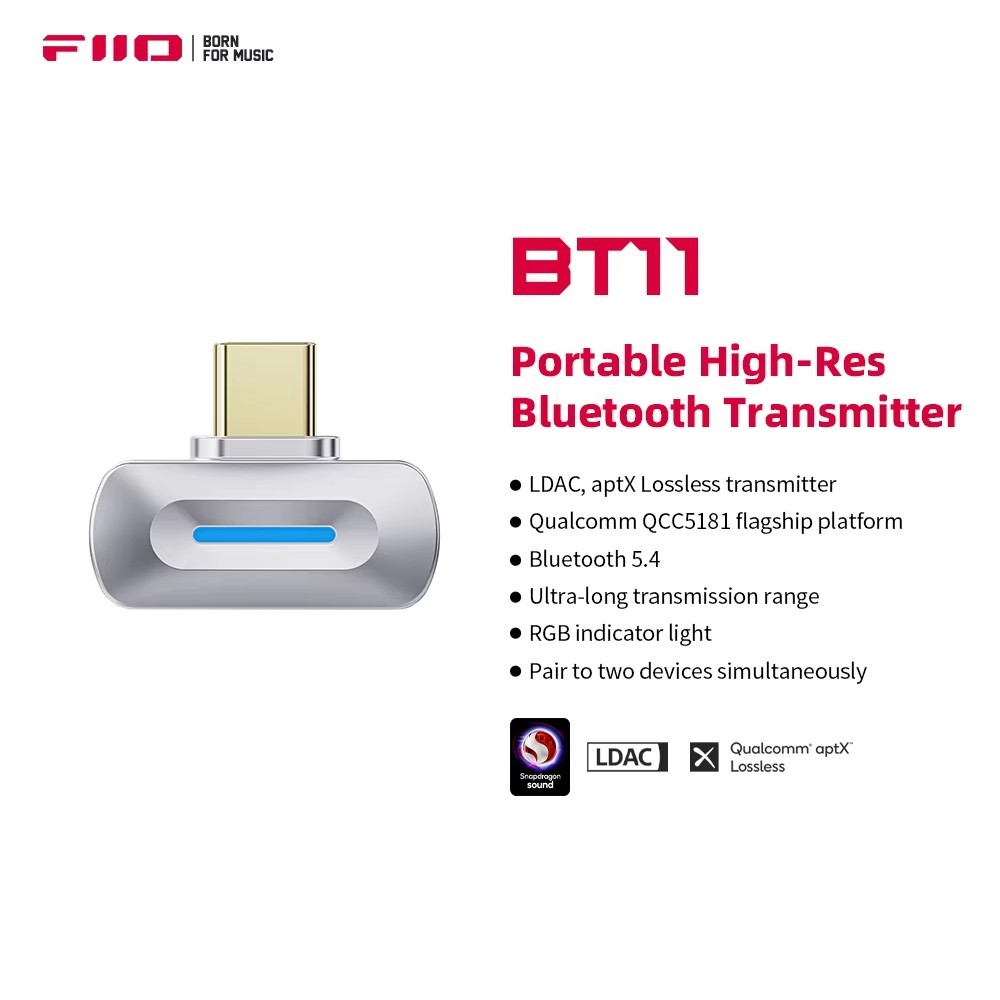 FiiO BT11 Bluetooth 5.4 Transmitter for Mobile/Game Player to Wireless Headphones LDAC/AptX ...