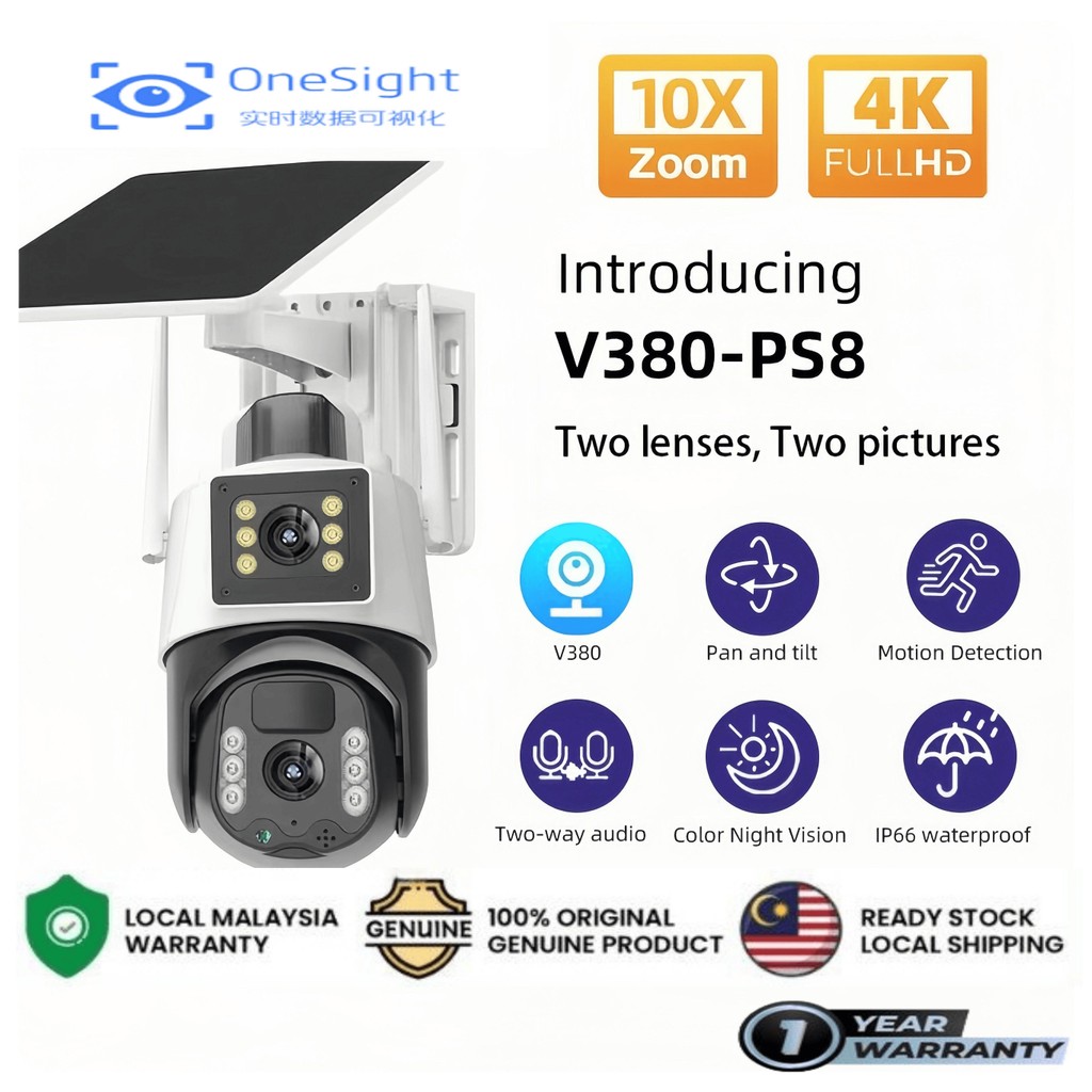 AOSEN V380 Pro Dual Lens 4G SIM Card Solar CCTV Outdoor 8MP 4K Wireless CCTV Camera WIFI ...