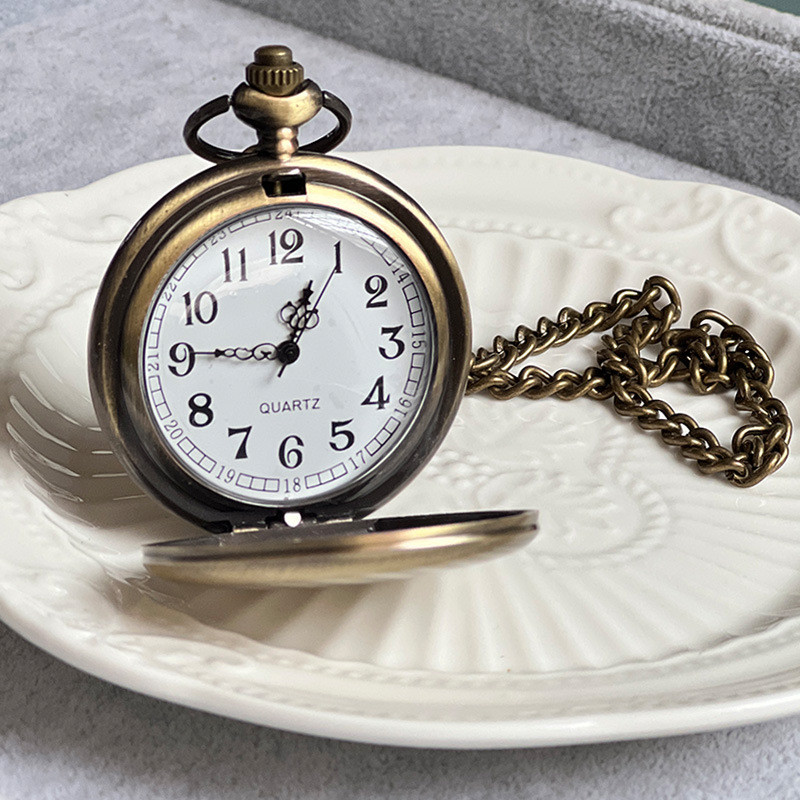 Alloy Quartz Chain Pocket Watch Flip Up Hanging Watch for Couples ...