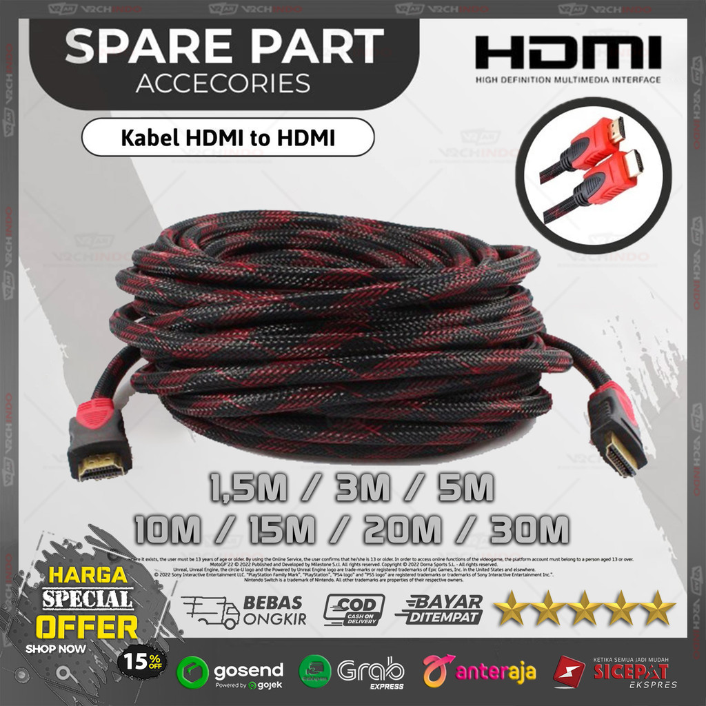 Hdmi Male to HDMI Male Cable 1.5M / 3M / 5M / 10M / 15M Meters High ...