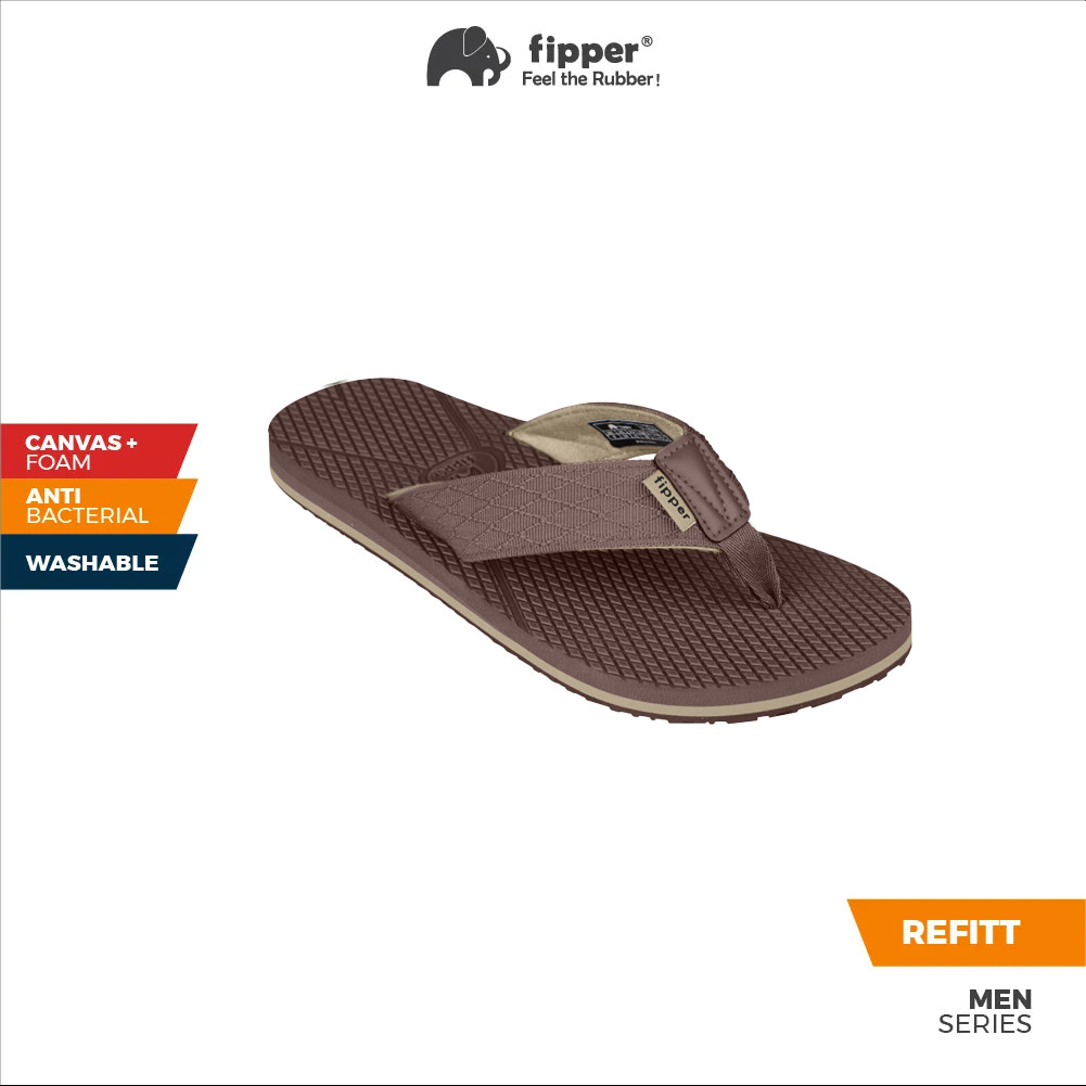 Fipper Slipper Refitt Non-Rubber for Men in Brown (Havana) / Brown ...