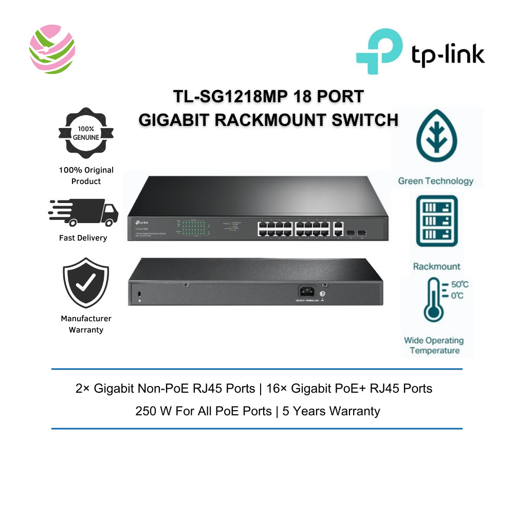 TP-Link Switch TL-SG1218MP 18 Port Gigabit Rackmount Switch With 16 ...