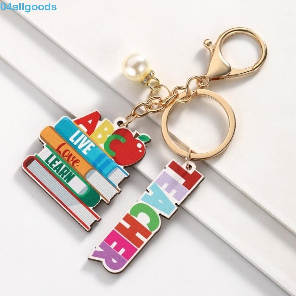 ALLGOODS Teacher's Day Keychain, Charm English Letter Text Keychain ...
