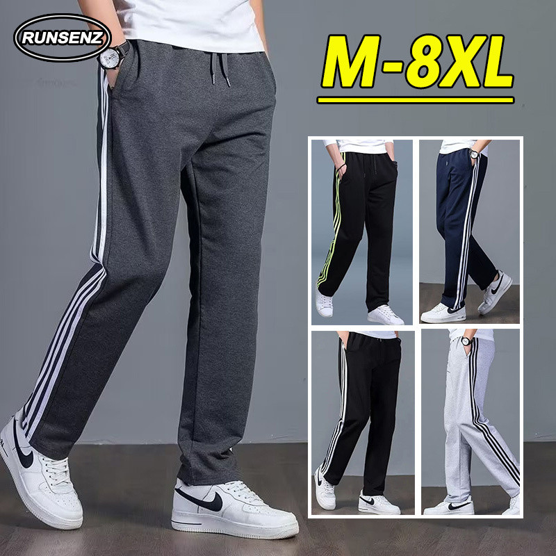 M-8XL Korean Fashion Striped Long Pants Men Plus Size Pants Casual ...