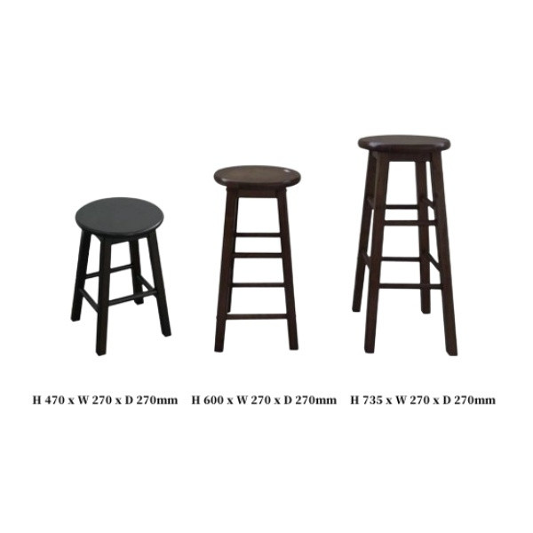 JOY Stool Chair 3 Size 18'' 24'' 29' Full Solid Rubber wood Wooden Bar ...
