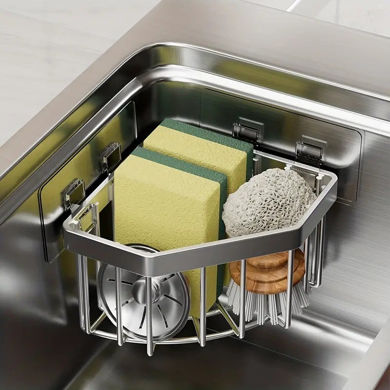 304 Stainless Steel Kitchen Sink Dishwashing Sponge Drainage Basket ...