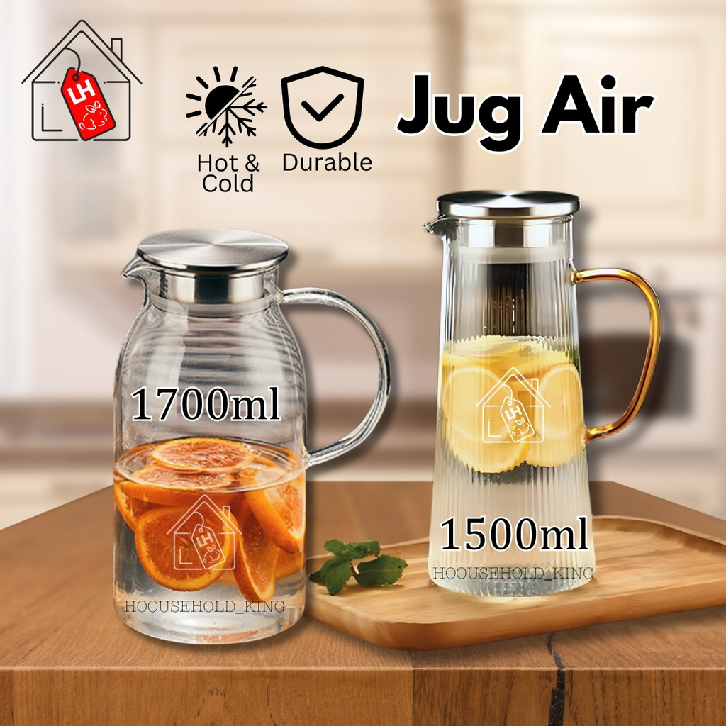 1500ml / 1700ml Jug Air Borosilicate Glass Water Jug Air Kaca Pitcher ...