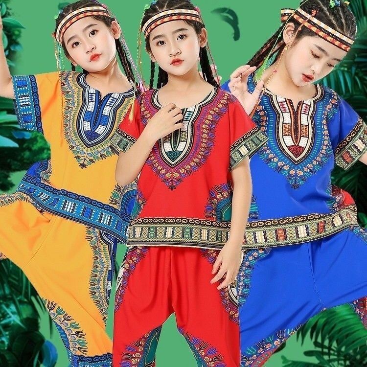 Children's African Drum Costumes Boys and Girls Savage Indian Dance ...