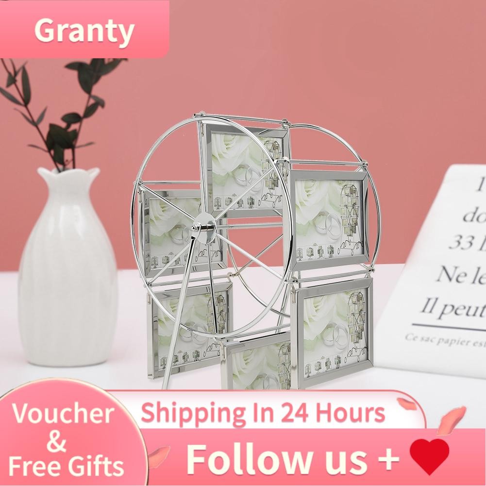 Granty Metal Rotating Picture Frame Ferris Wheel Photo 6 Frames 5x3.5in ...