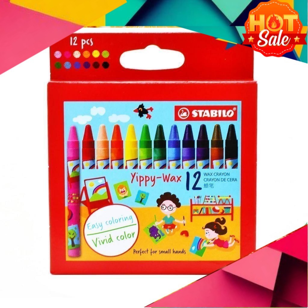 (12pcs) Kreyon 12 Warna, Stabilo Yippy-Wax Crayon Colour, Pencil Crayon ...