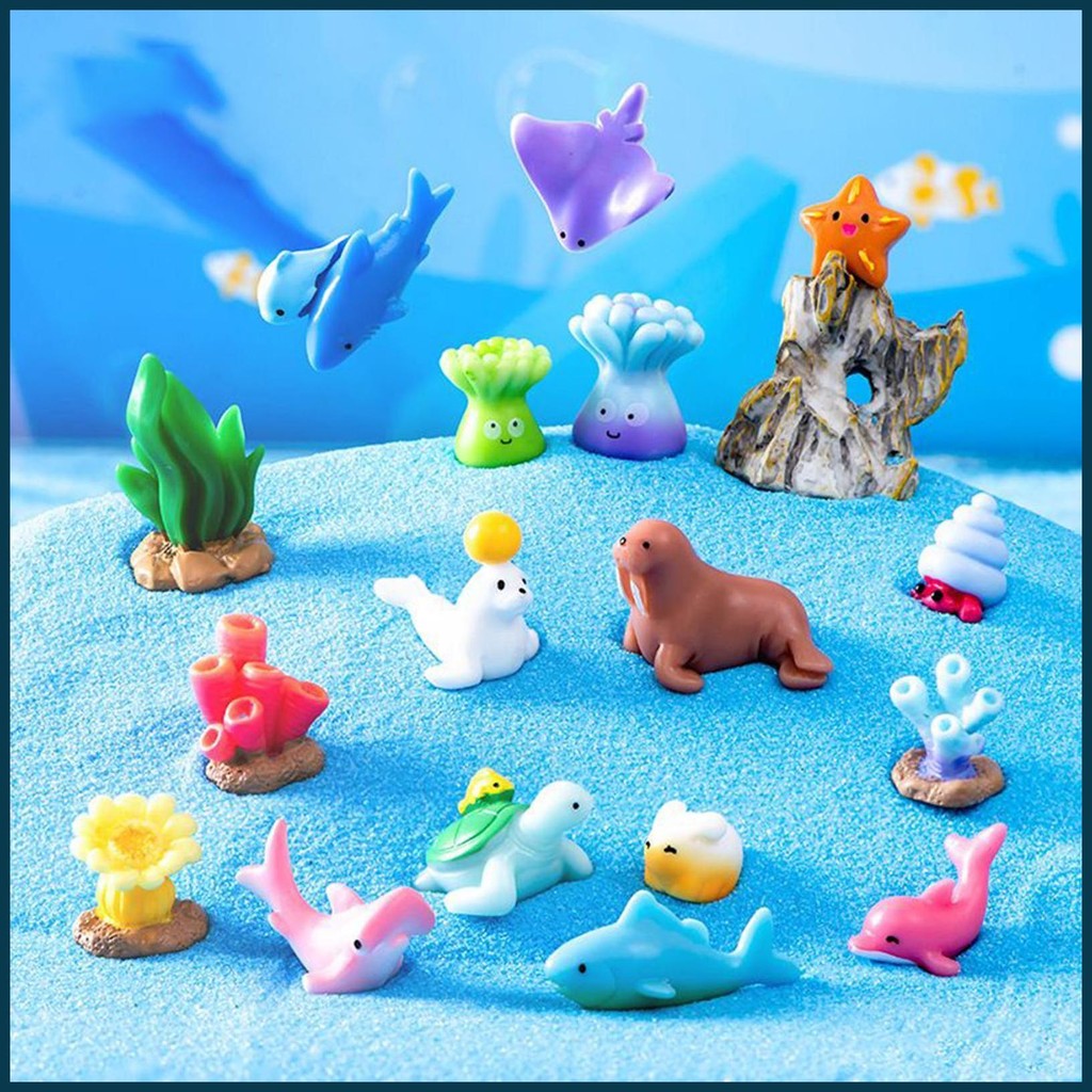 Sea Animals Toys 21X Water Animals Set Realistic Resin Colorful Marine ...