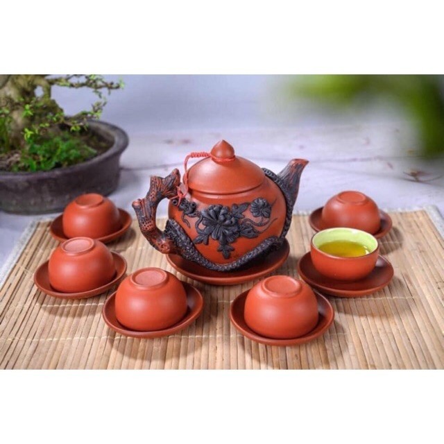 SA Bat Trang Embossed Zisha Tea Set, High Quality Bat Trang Purple Tea ...