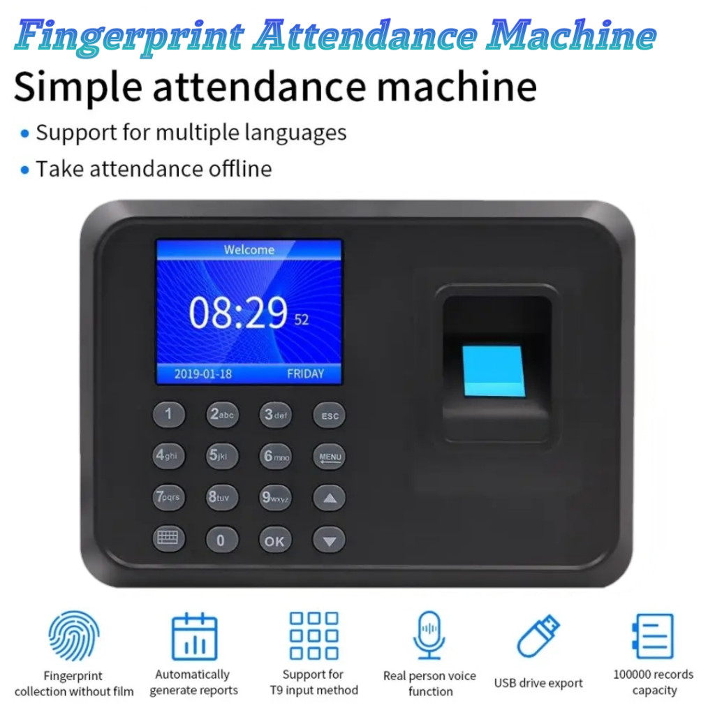 Punch Card Thumbprint Attendance Biometric Fingerprint Attendance Machines Absence Mesin ...