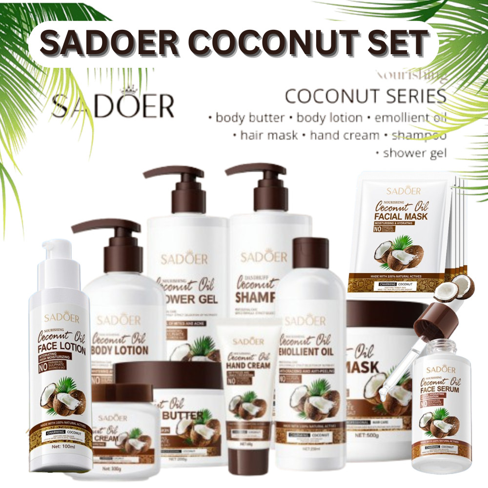 SADOER Coconut 14 Variants Skincare Set - Face Cream, Face Oil, Shampoo,Face Wash, Body Wash ...
