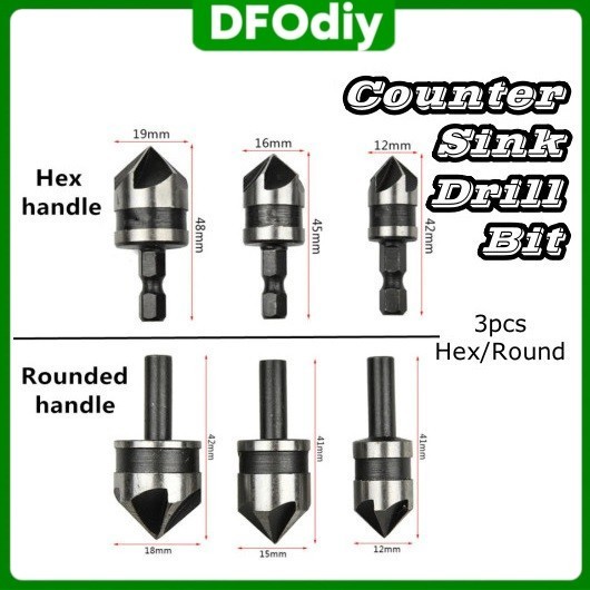 DFOdiy 3PCS Countersink Boring 90 Degrees Countersink Drill Bit Wood ...