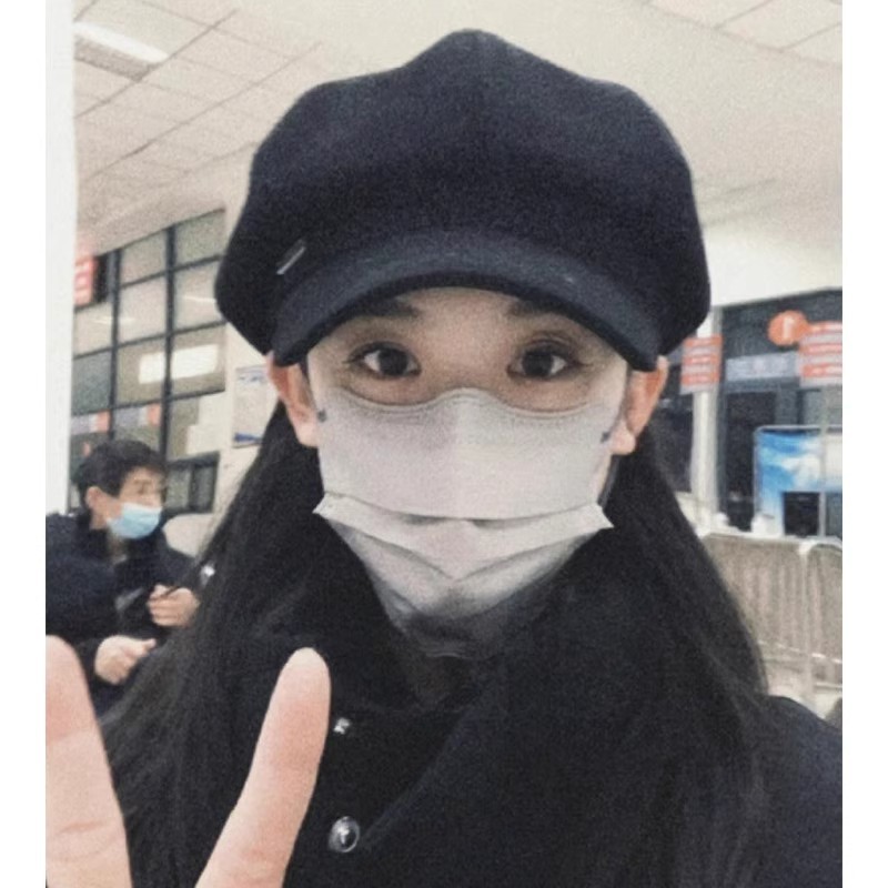 Winter Influencer Hat Black All-Match Female Big Head Circumference ...
