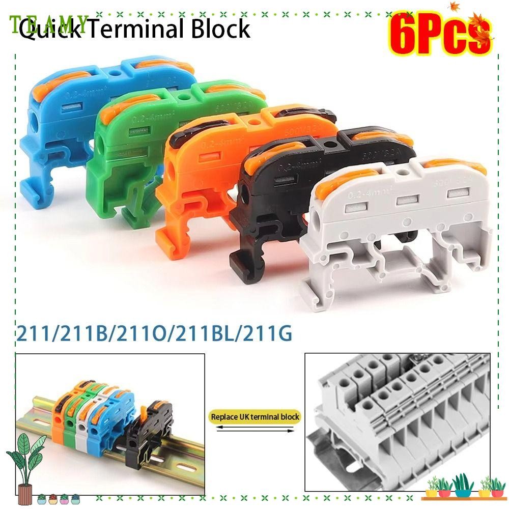 TEAMY 6Pcs Quick Terminal Block, Compact Splice Small Wiring Connector ...