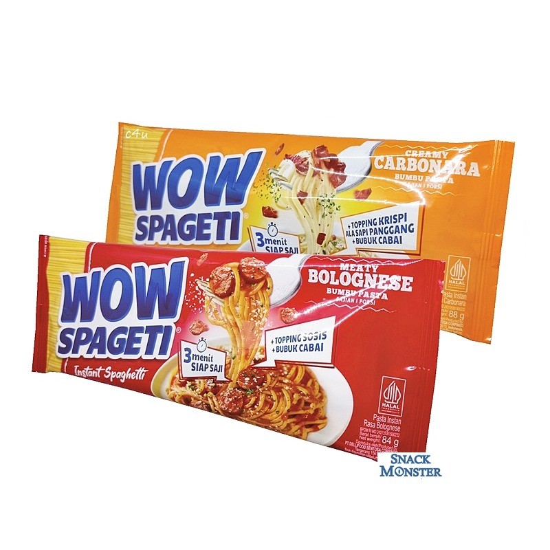 Wow Spaghetti Instant Spaghetti Bolognese Carbonara - Netto 84 gr | Shopee Malaysia