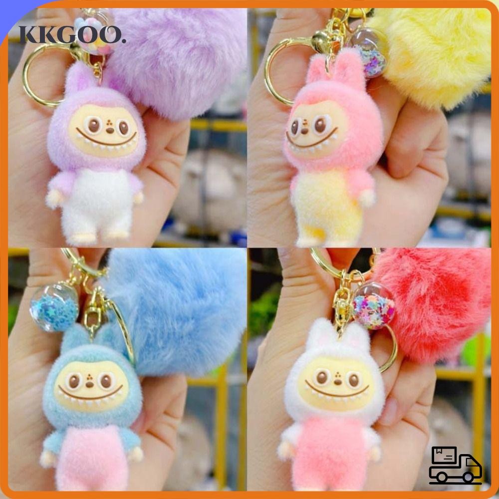 KKGOO Flocking Labubu Keychain, Labubu Key Ring Portable Small Sheep ...