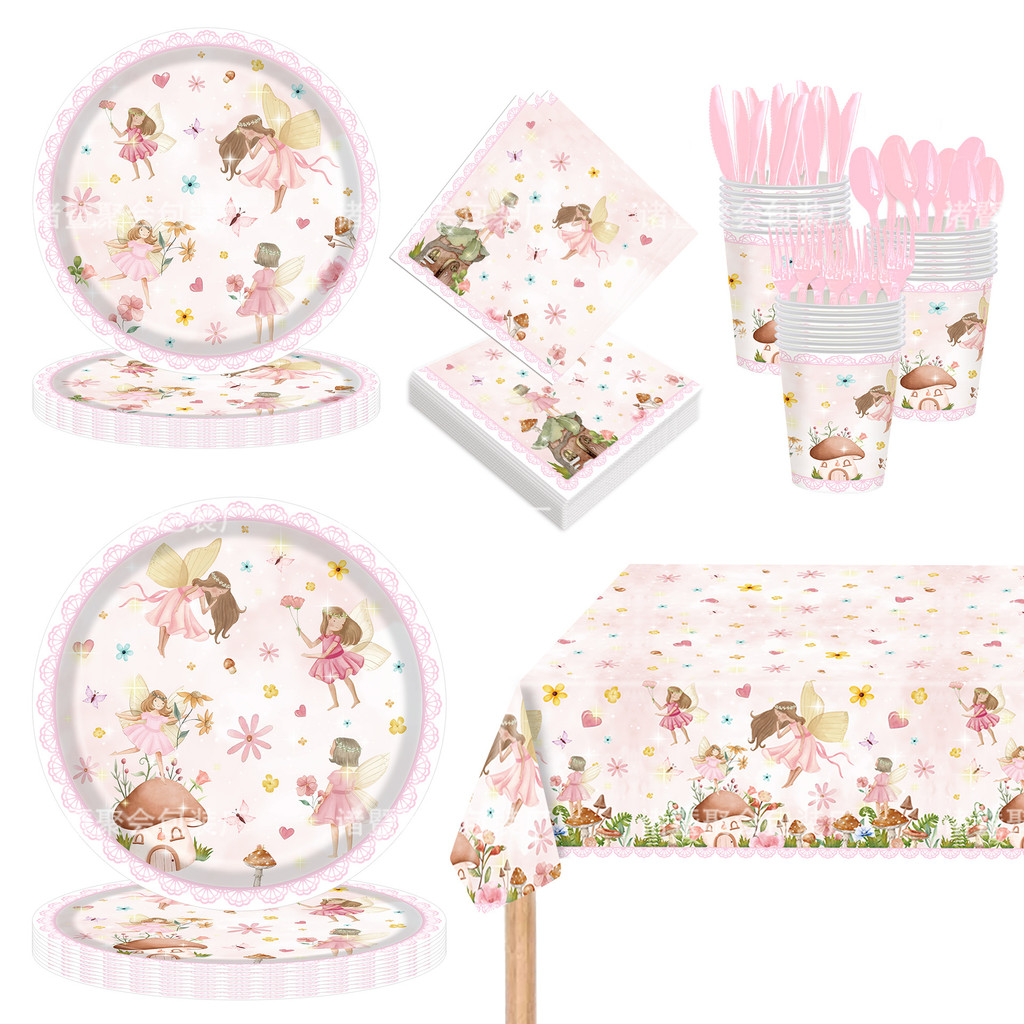 New Pink Fairy themed Birthday Party Decoration Cartoon Elf Girl ...