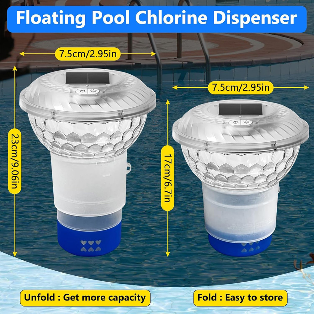 800mAh Solar Pool Chlorine Floater with Colorful Lights Adjustable ...