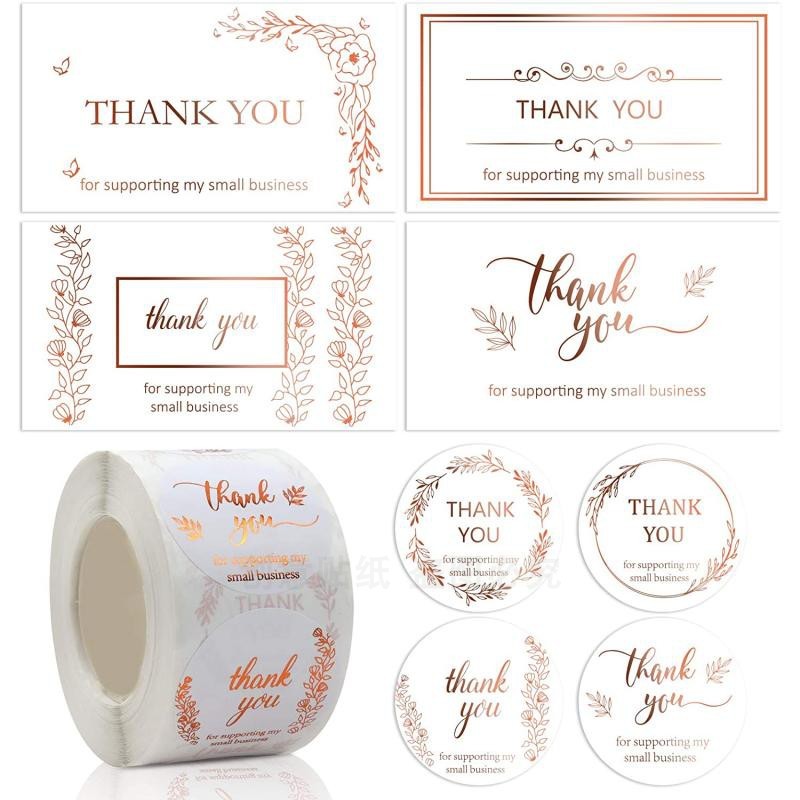 500 helai/gulungan pelekat terima kasih stiker syarikat perniagaan kad ...