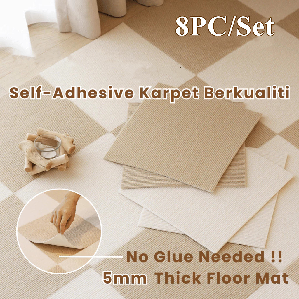 8PCS Self-Adhesive Carpet Tiles Japanese-Style Anti-Slip Floor Mat ...