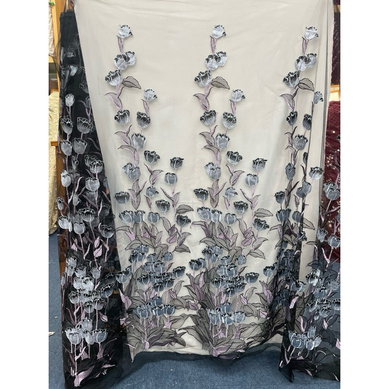 (Price PER 0.5 meter) PREMIUM Tille fabric / material Embroidered ...