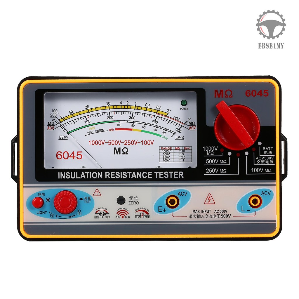 Insulation Resistance Meter Digital Ohmmeter Megger Handheld Insulation ...