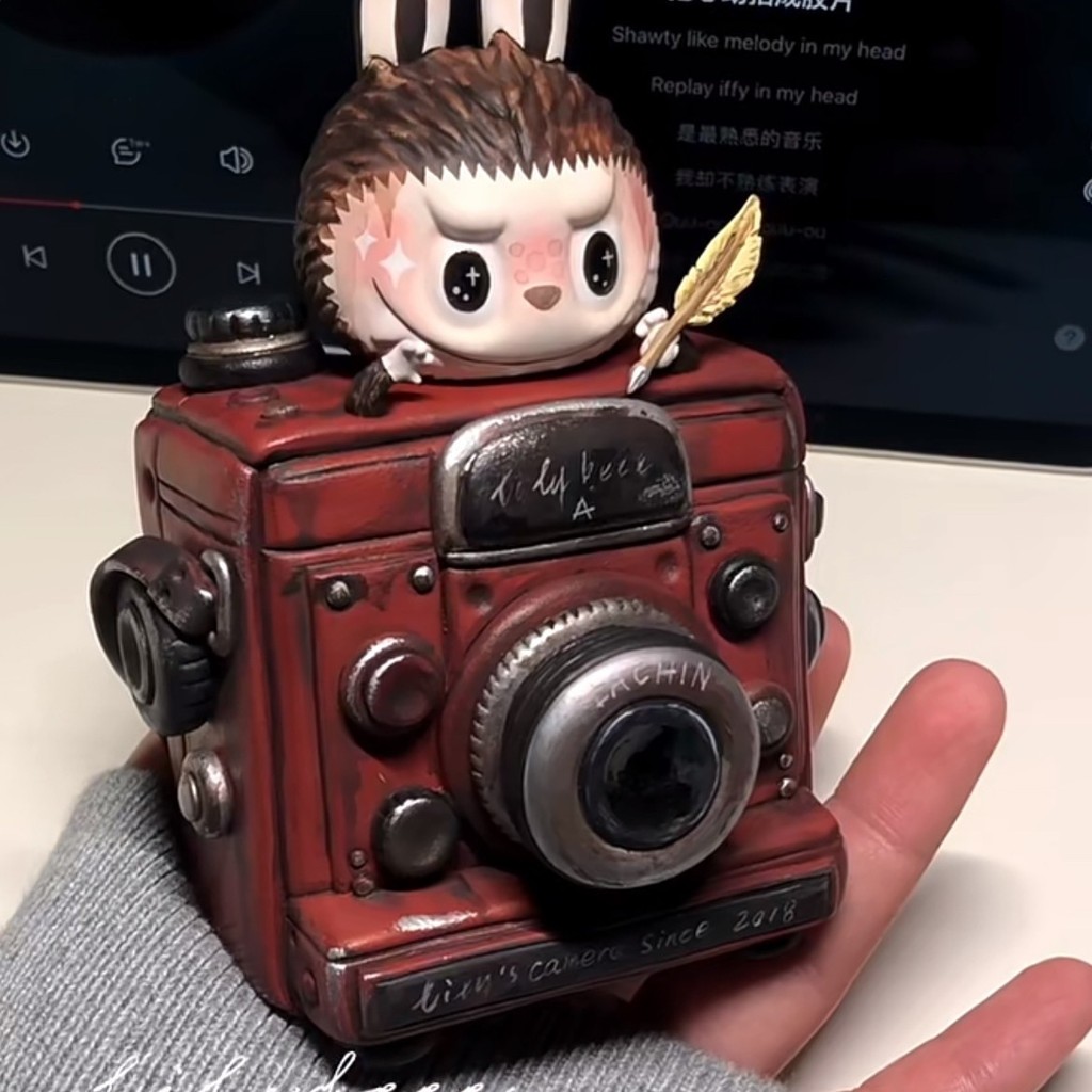 Pure Resin Labubu Labubu Retro Nostalgic Camera Decoration Mini ...