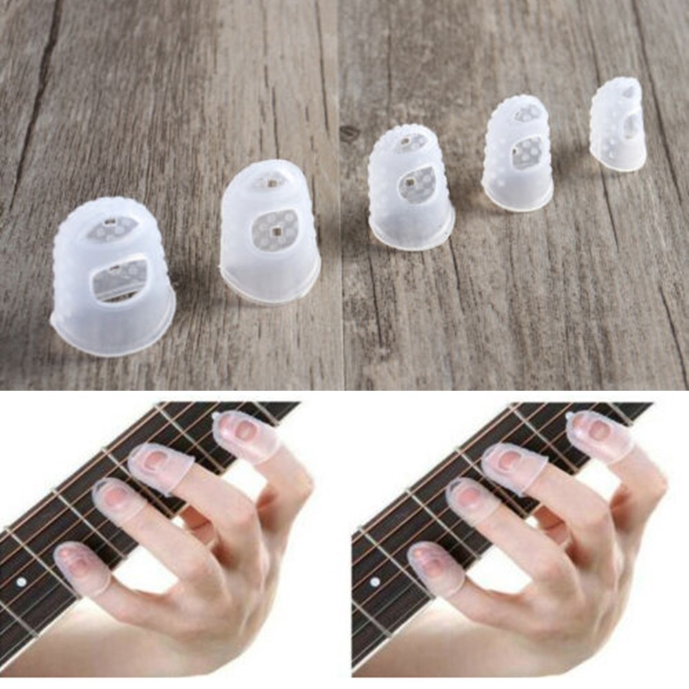 4Pcs Silicone Finger Thumb Guards Guitar Fingertip Protectors For ...
