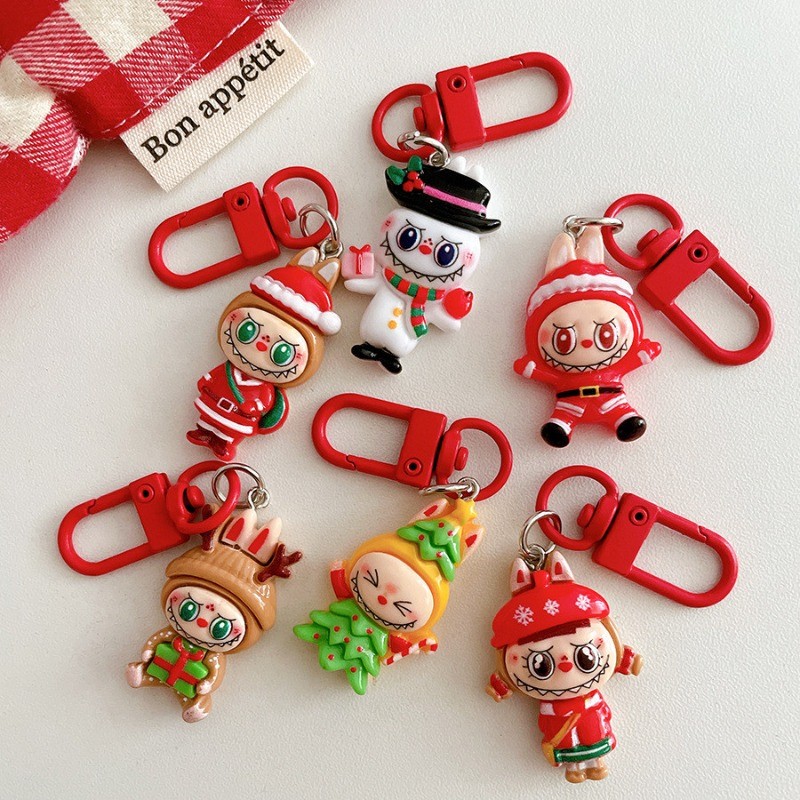 Compact and portable LABUBU Christmas series resin keychain DIY ...