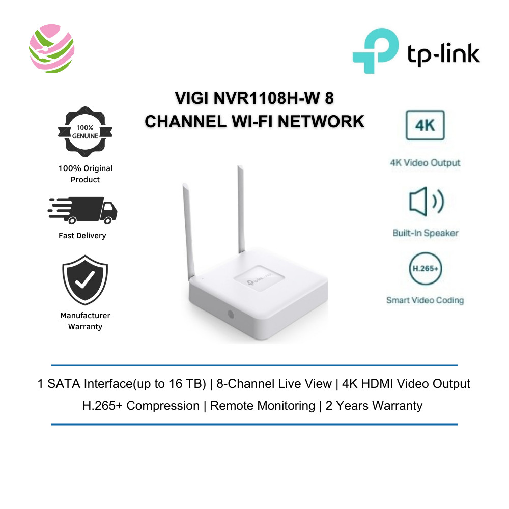 TP-Link Vigi NVR1108H-W 8 Channel Wi-Fi Network Video Recorder 8-ch ...