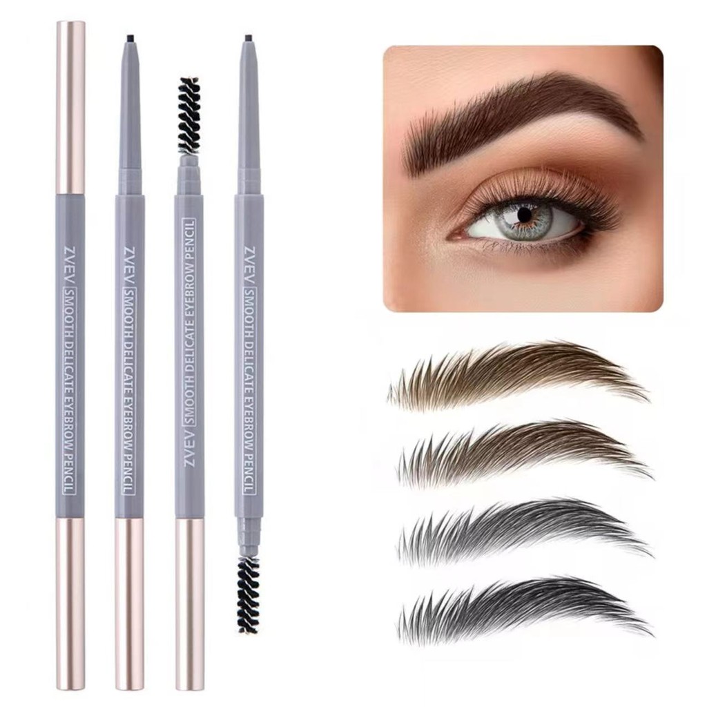 Soft and smooth ultra-fine double-ended eyebrow pencil waterproof and ...