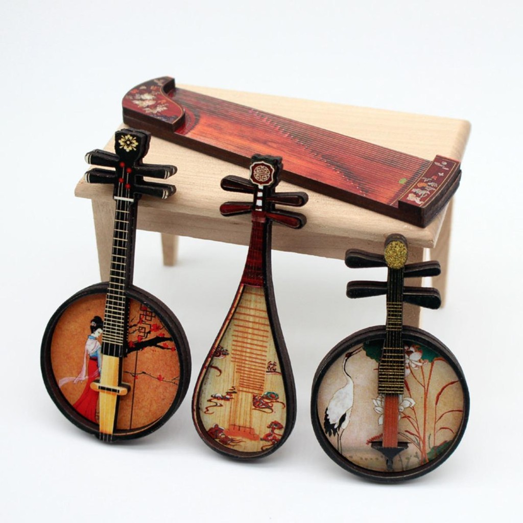 Dollhouse Miniature Chinese String Instruments, Miniature Pipa, Guzheng ...