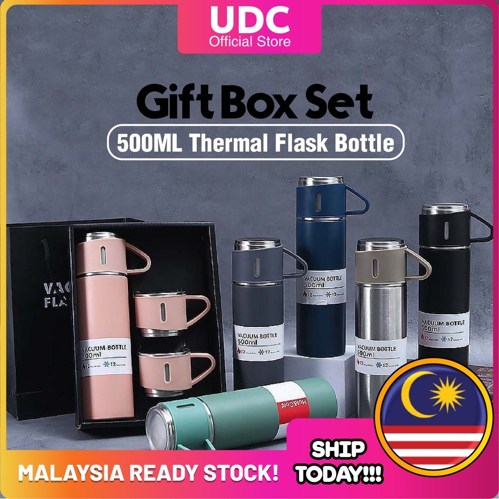 UDC 🎁 500ml Thermal Flask Bottle Cup Gift Box Set 304 Stainless Steel ...