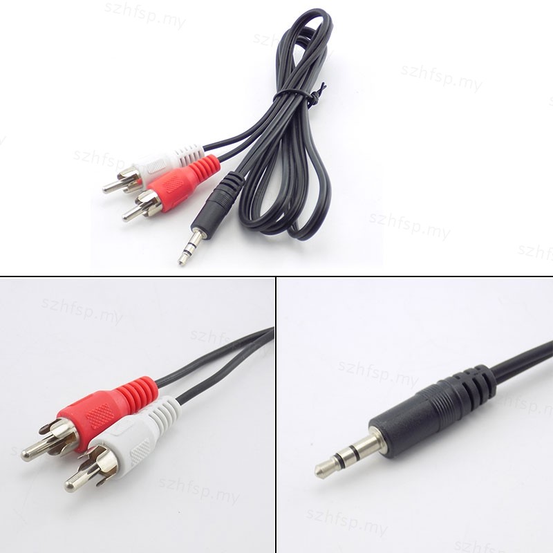3.5mm Male Stereo To 2 RCA Connector Audio Speaker AV Adapter Cables ...