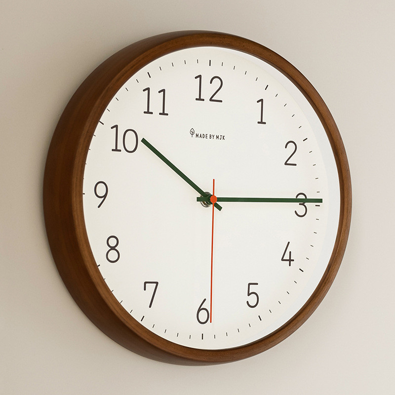 12 Inch Japanese Solid Wood Retro Wall Clock, Digital Round Silent ...