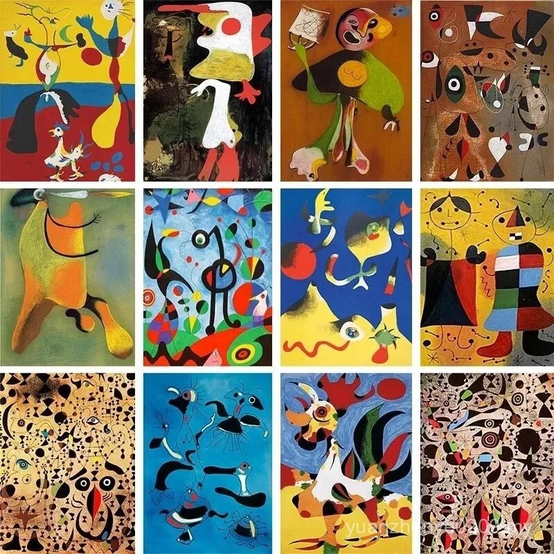 Joan Miro Abstract Watercolor Canvas Painting, Famous Artwork Poster ...