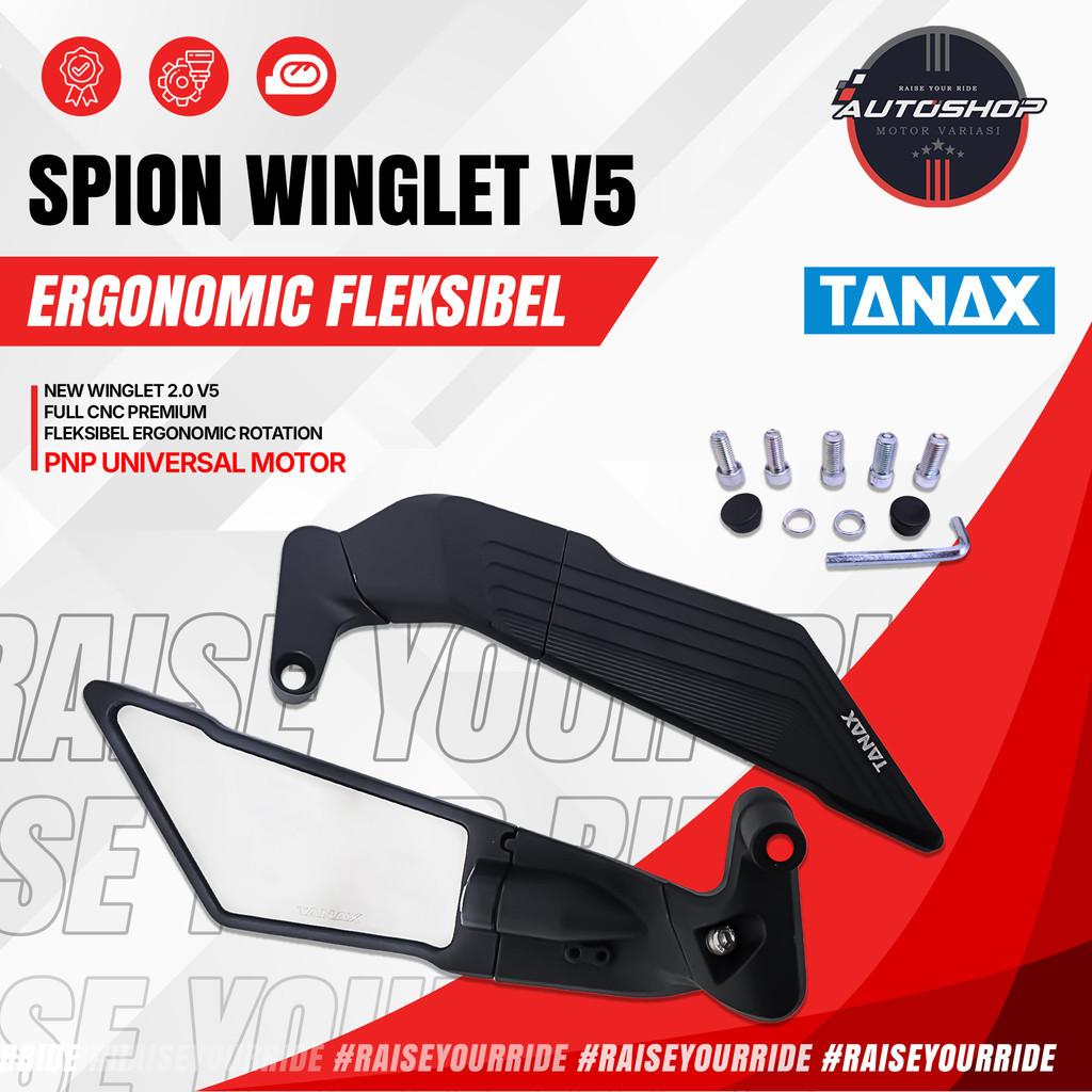 WINGLET V5 Black Stealth Series FULL CNC Adjustable Flexible ...