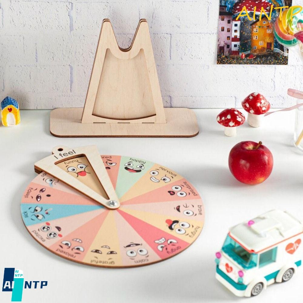 AINTP Wooden Feelings Wheel, Portable Toddler-Friendly Cartoon ...