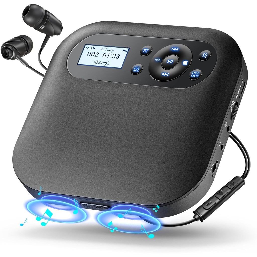 Desobry CD Player Portable Bluetooth CD Player with Speakers and FM ...