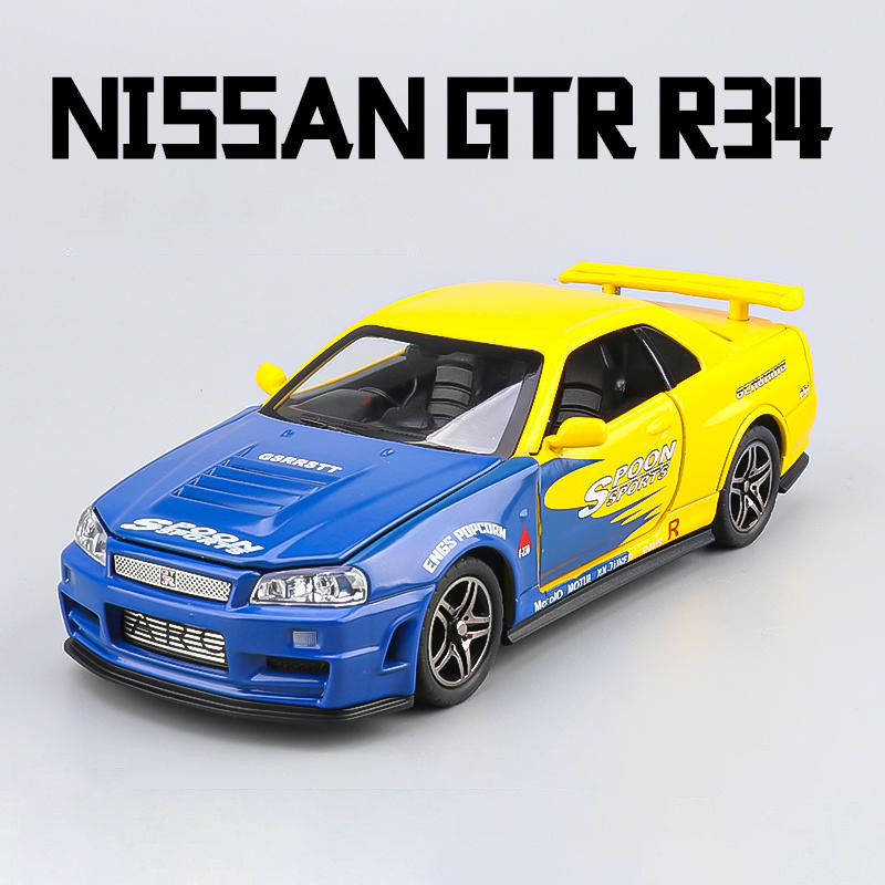 1:32 Nissan GTR R34 GT-R R35 Fast & Furious Alloy Pull-Back Vehicle Toy ...
